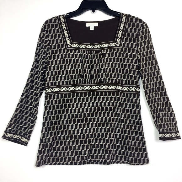 Charter Club | Tops | Charter Club Brown Square Neck Empire Waist Top ...